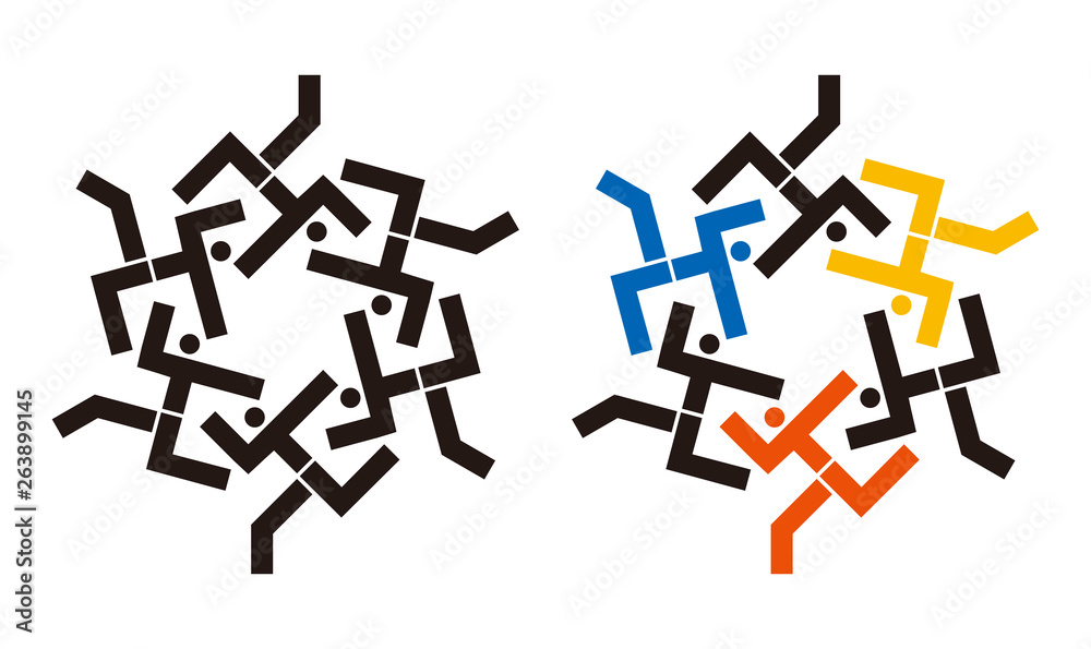 Running people icons in circular symbol. Geometrically stylized running ...
