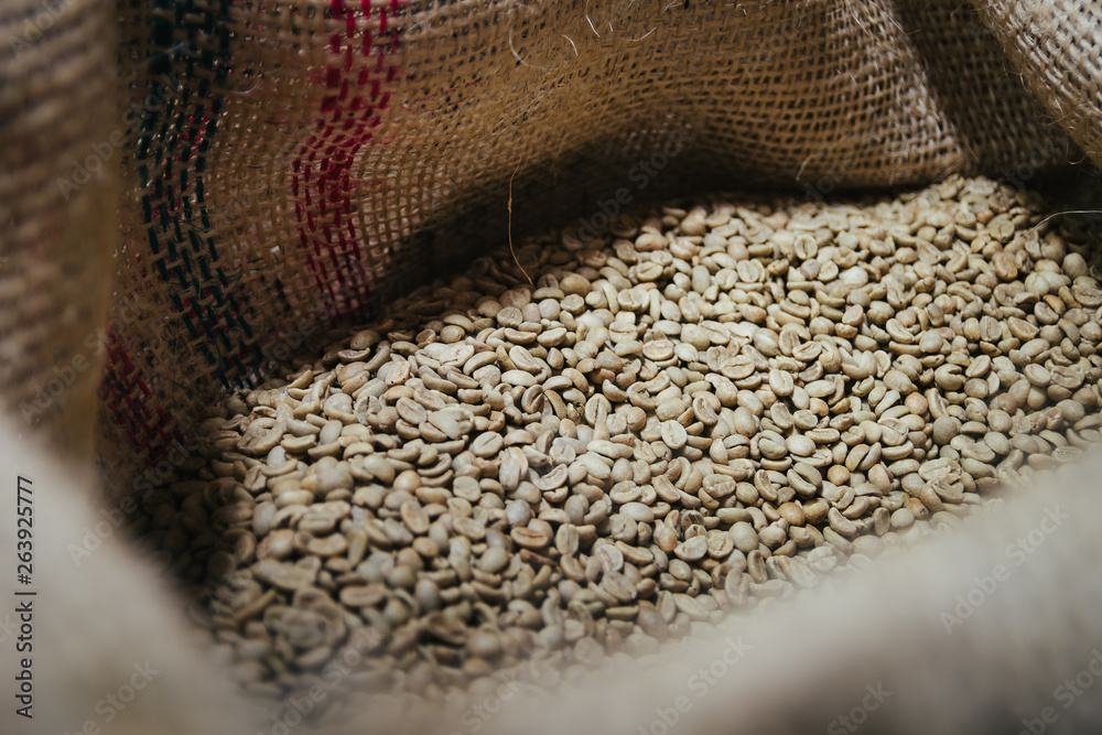 Roaster machine prepared coffee beans. Process of coffee roasting in ...