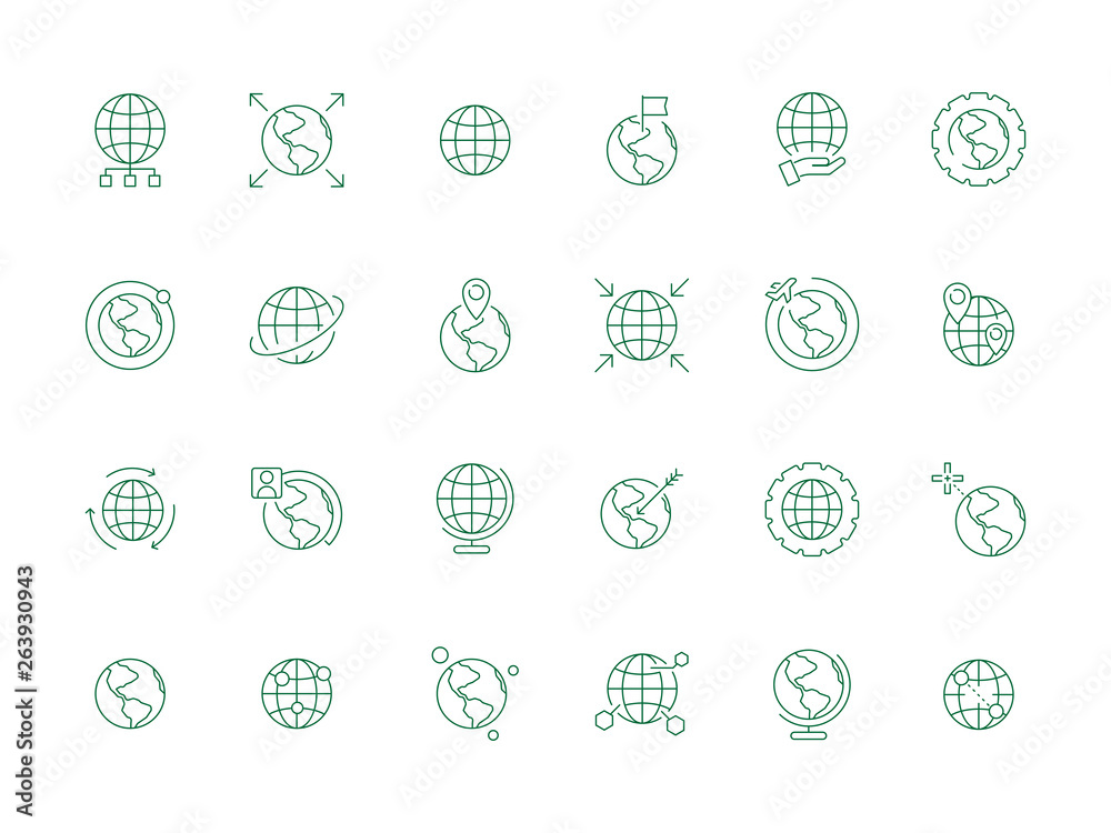 World globe icon. Earth map ways direction navigations markers and ...