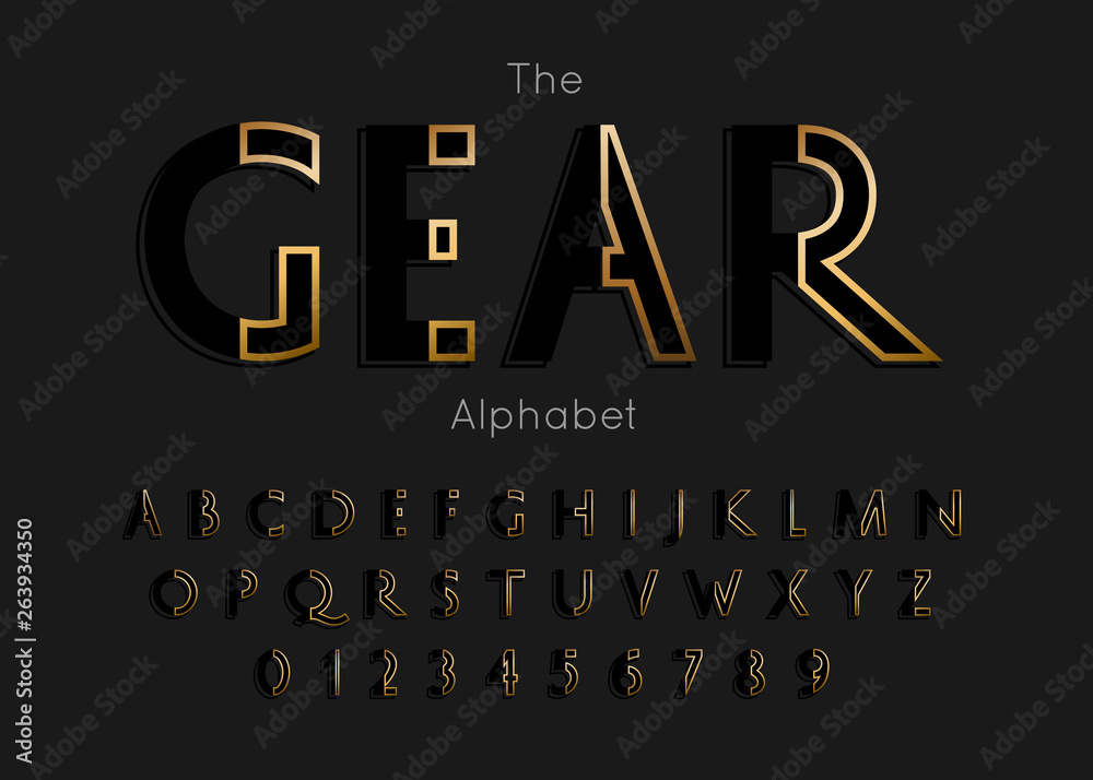 Vector of modern gear alphabet and font Stock Vector | Adobe Stock