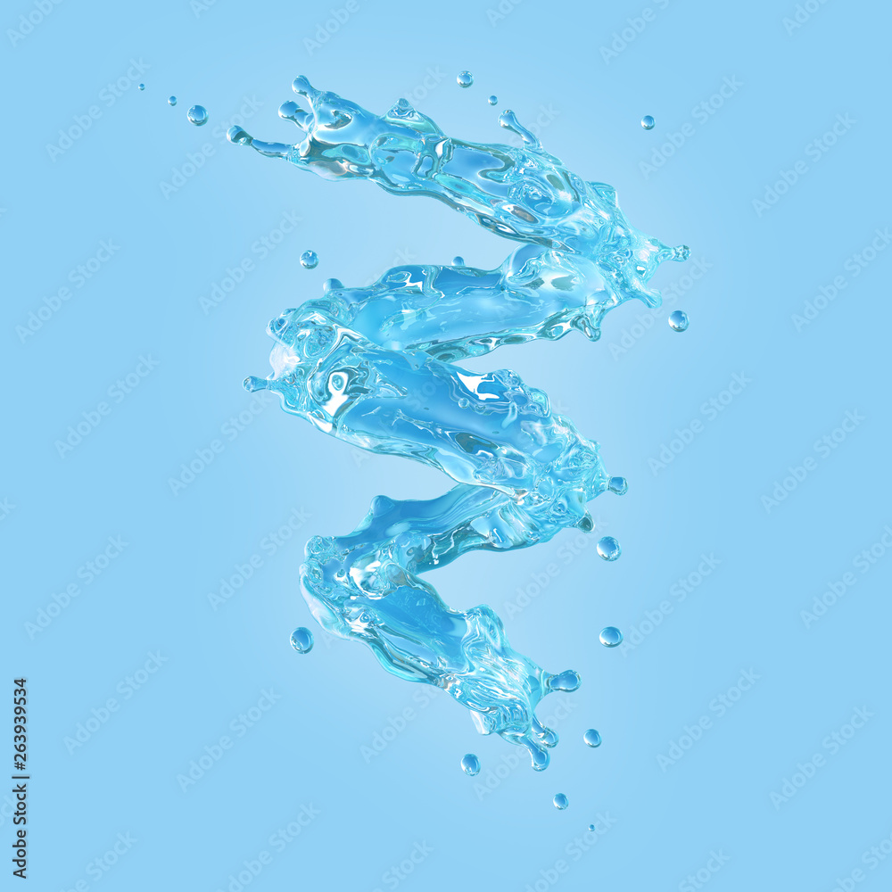 Fresh pure water splash swirl. Clean transparent water or alcohol ...
