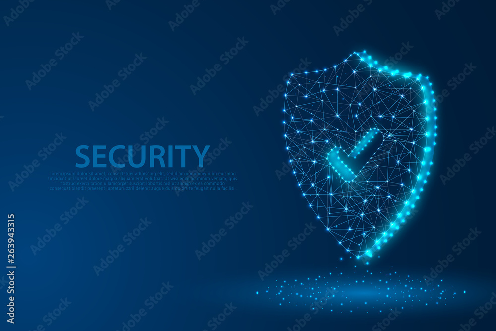 Technology security icon with blue background, A approved icon composed ...
