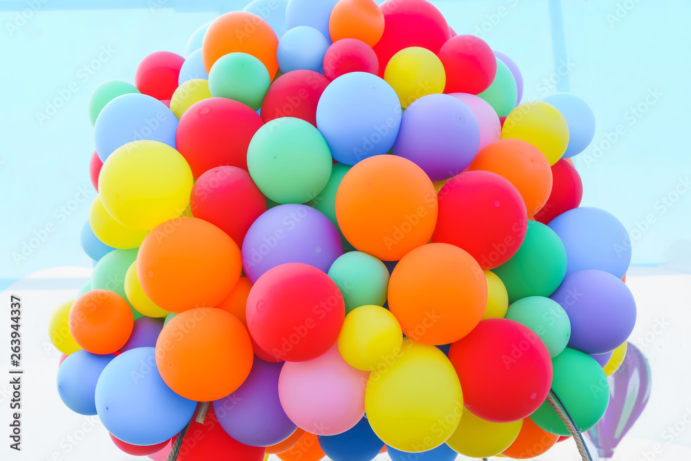 Texture of colorful balloons. A lot of balloons at the festival. Flight ...