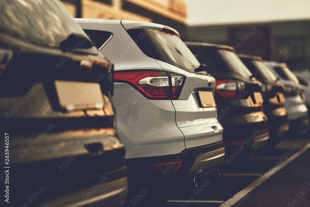 same cars parked on outdoor parking Stock Photo | Adobe Stock