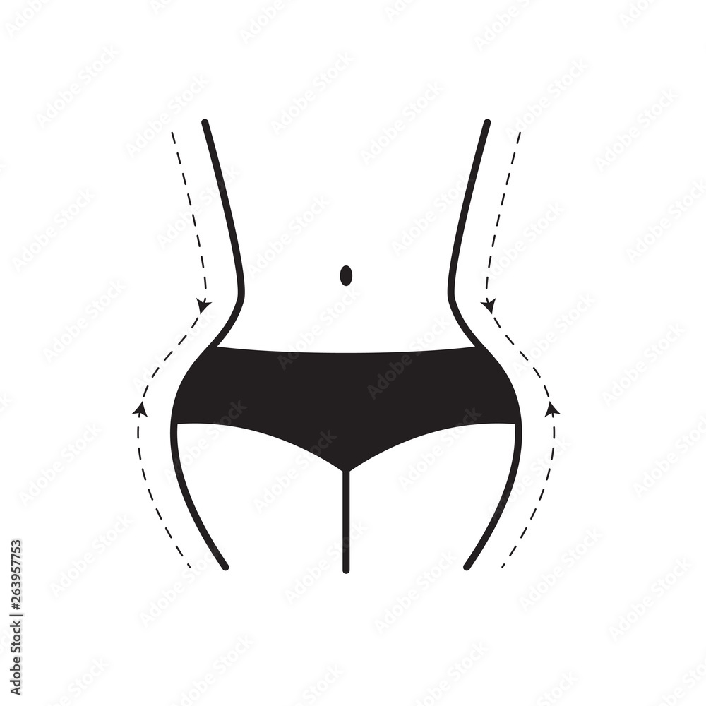 curvy woman silhouette, weight loss icon- vector illustration Stock ...