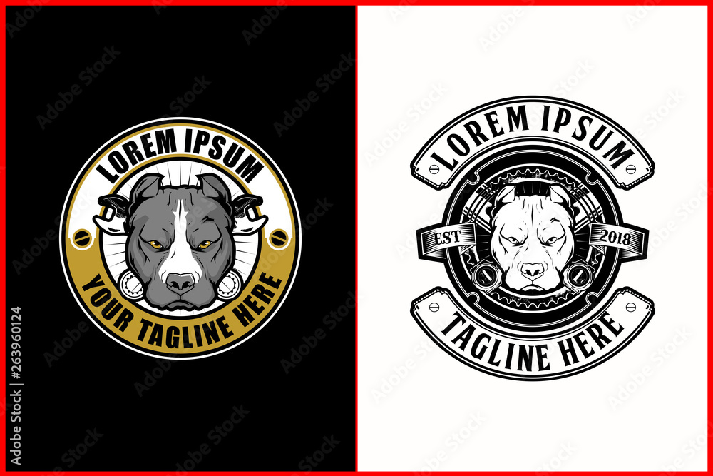 Pitbull head emblem vector logo template Stock Vector | Adobe Stock