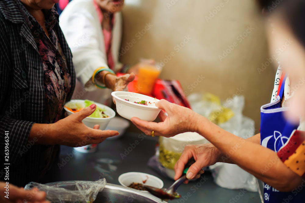 Poverty in society Poor people have been donating food from the ...