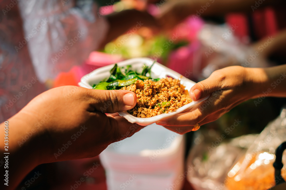 Poverty in society Poor people have been donating food from the ...