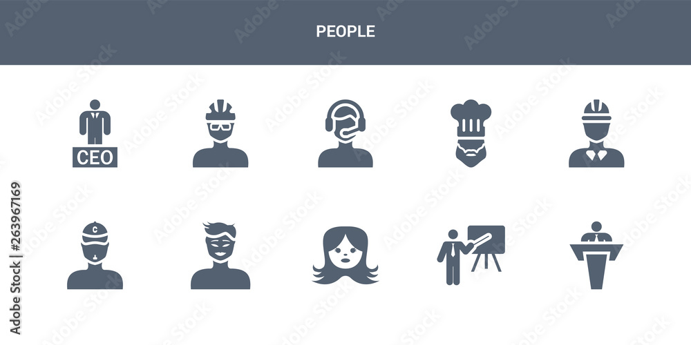 10 people vector icons such as businessman giving a lecture ...