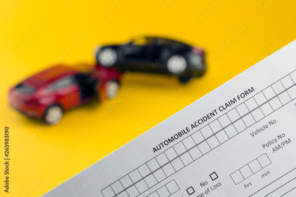 Car crash broken cars and insurance document. progressive car insurance ...