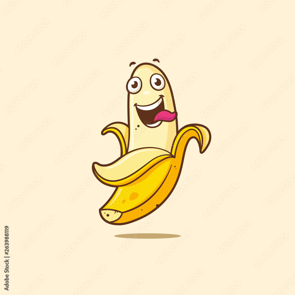 Crazy banana funny cartoon character vector illustration Stock Vector ...