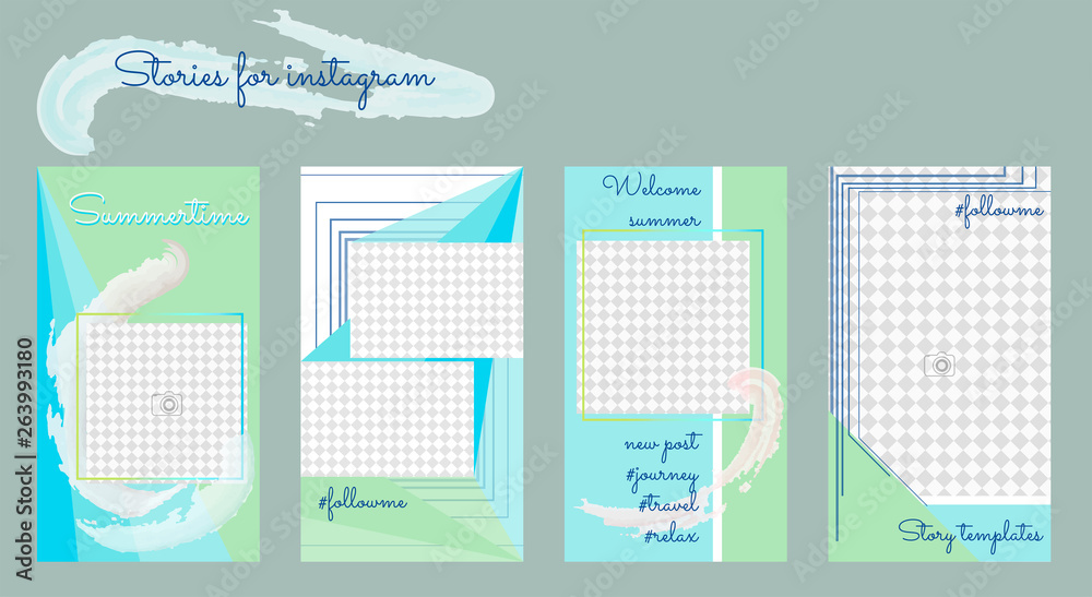 Vector instagram stories template set. Design backgrounds for social ...