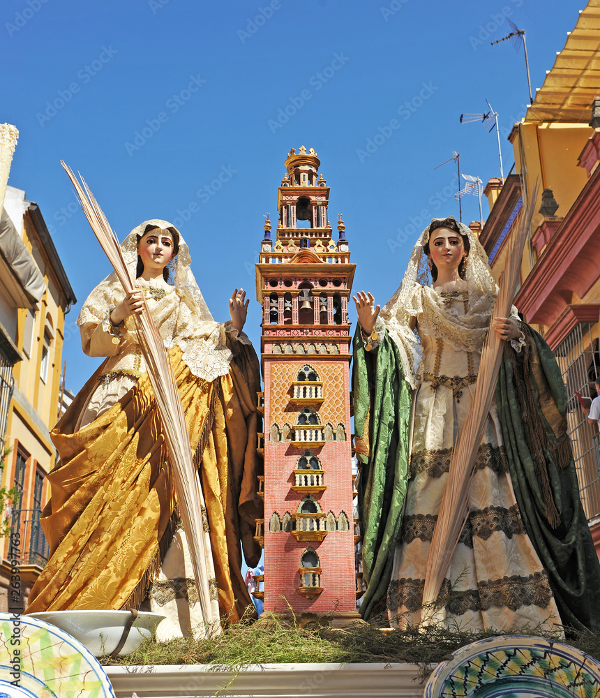 "Paso" of Saint Justa and Saint Rufina in Pureza street for the Corpus ...