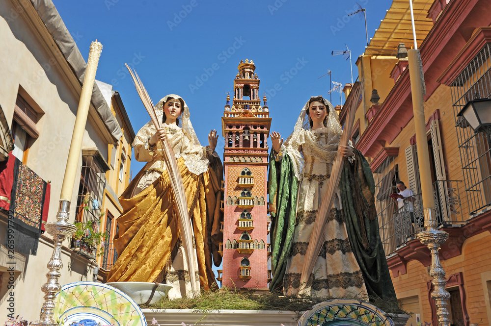 "Paso" of Saint Justa and Saint Rufina in Pureza street for the Corpus ...