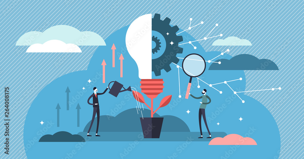 Innovation vector illustration. Flat tiny creativity ideas persons ...