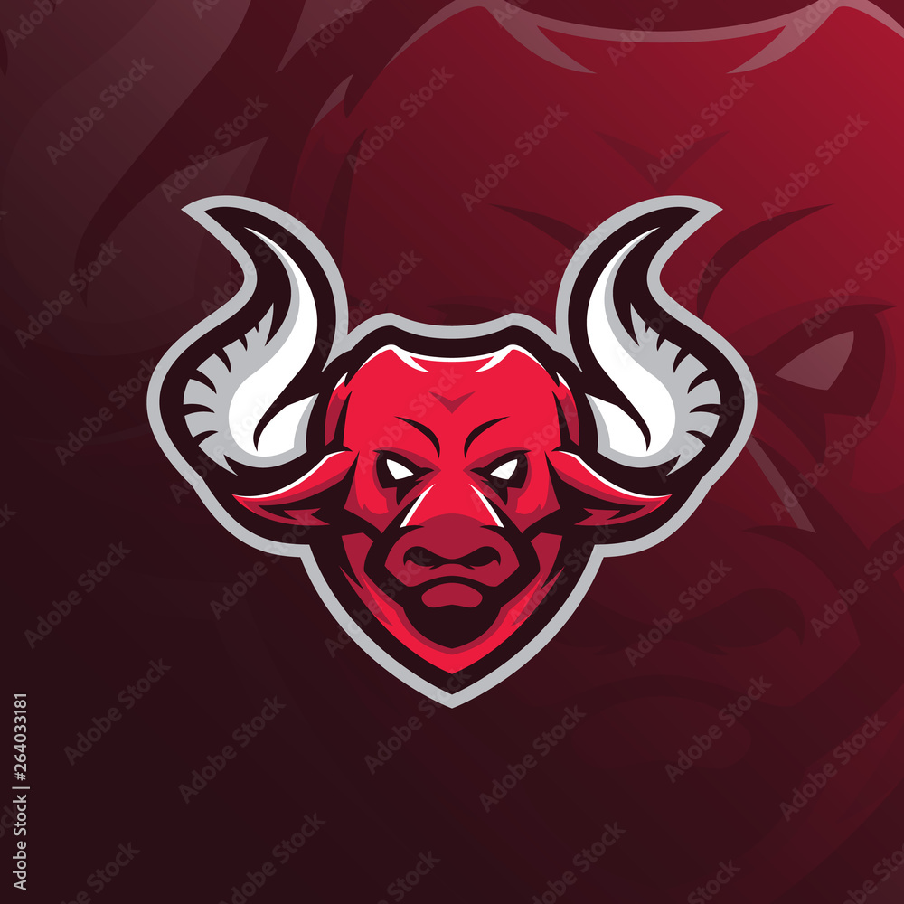 bull mascot logo design vector with modern illustration concept style ...