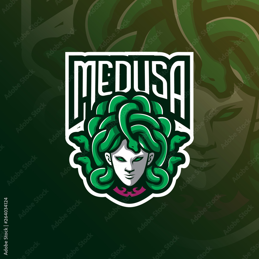 medusa mascot logo design vector with modern illustration concept style ...