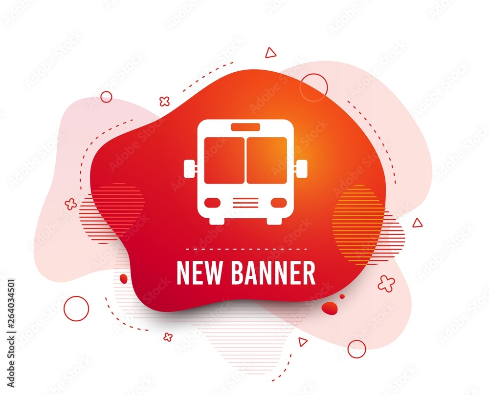 Fluid badge. Bus sign icon. Public transport symbol. Abstract shape ...