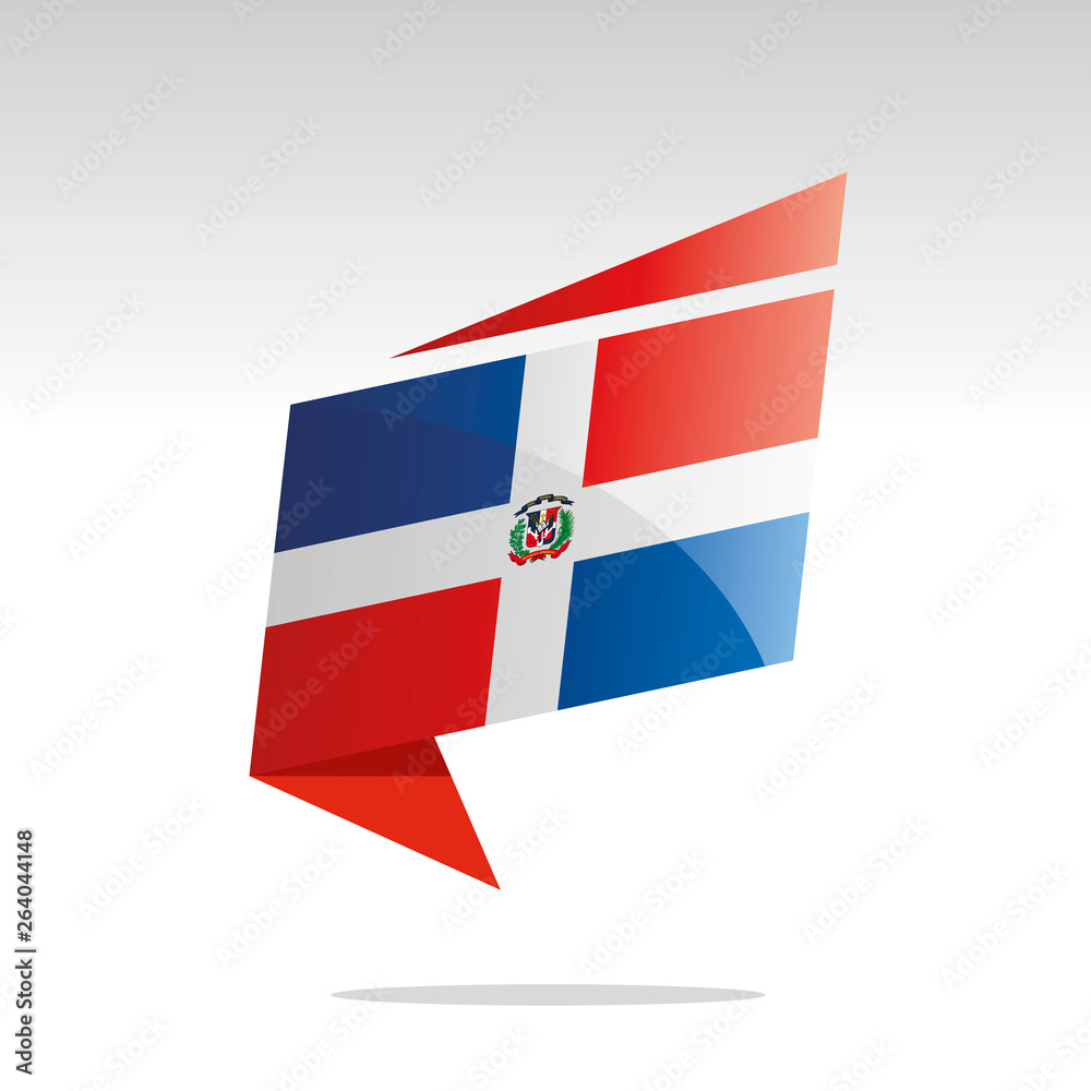 Dominican Republic flag New abstract origami logo icon button label ...