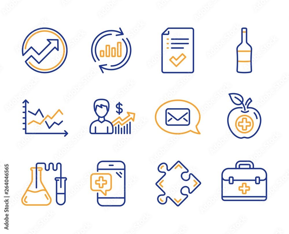 Update data, Medical food and Wine icons simple set. Medical phone ...