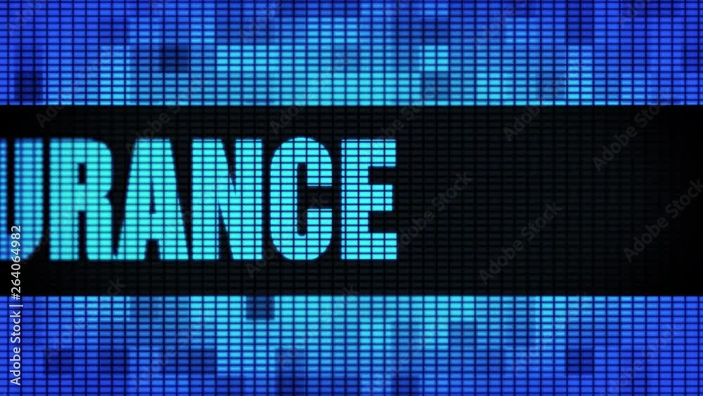 Travel Insurance Front Text Scrolling on Light Blue Digital LED Display ...