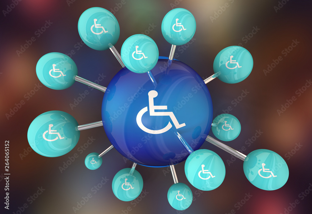 Wheelchair Disabled Person Symbol Disability Connection Network Spheres ...