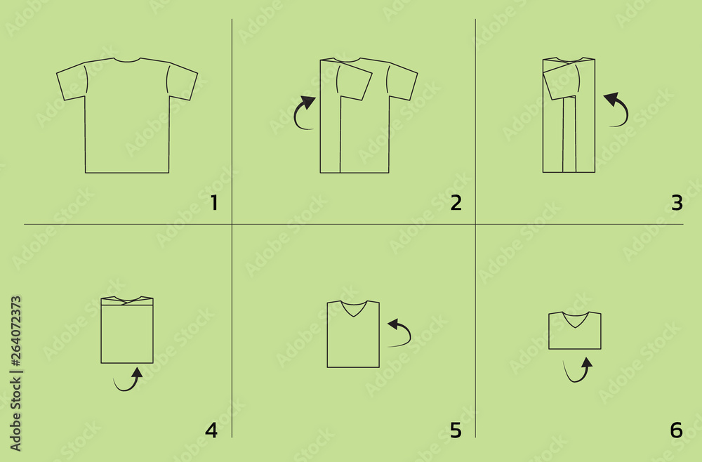 Shirt Folding Tutorial Sequence Cartoon Vector Illustration Stock ...