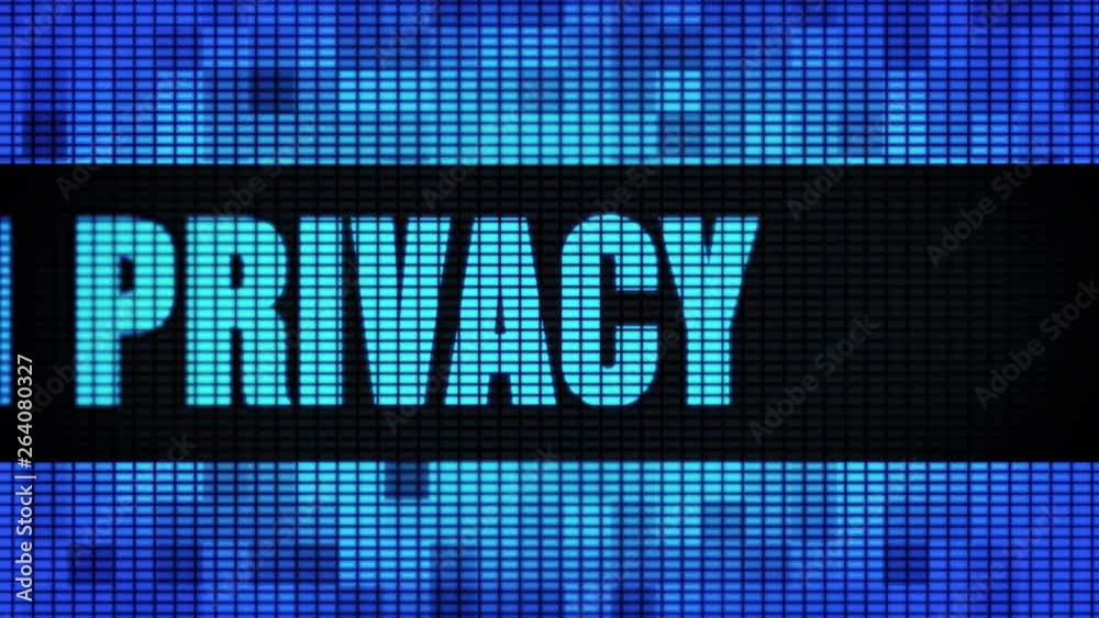 Information Privacy Front Text Scrolling on Light Blue Digital LED ...