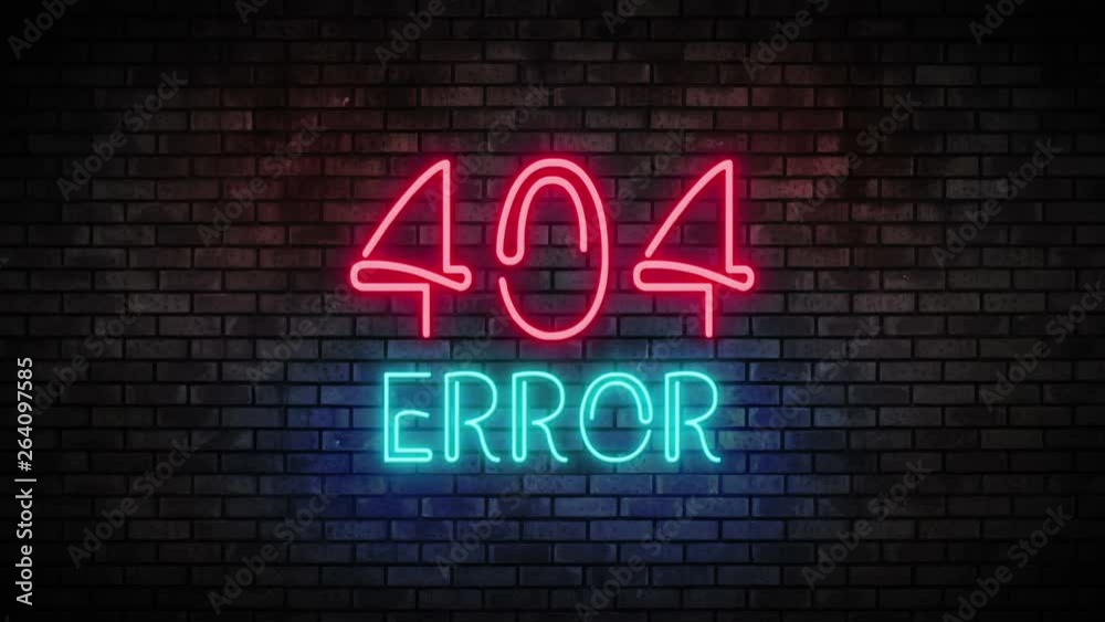 Neon Light on Brick Wall. Night Club Bar Blinking Neon Sign. Motion ...
