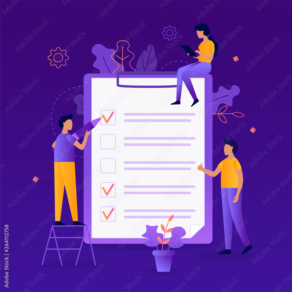 Professionals to fill a checklist. Note the completed tasks. Time ...