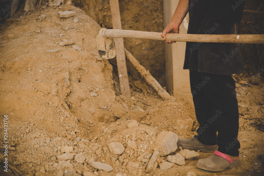 Little boys labor working in commercial building structure, World Day ...