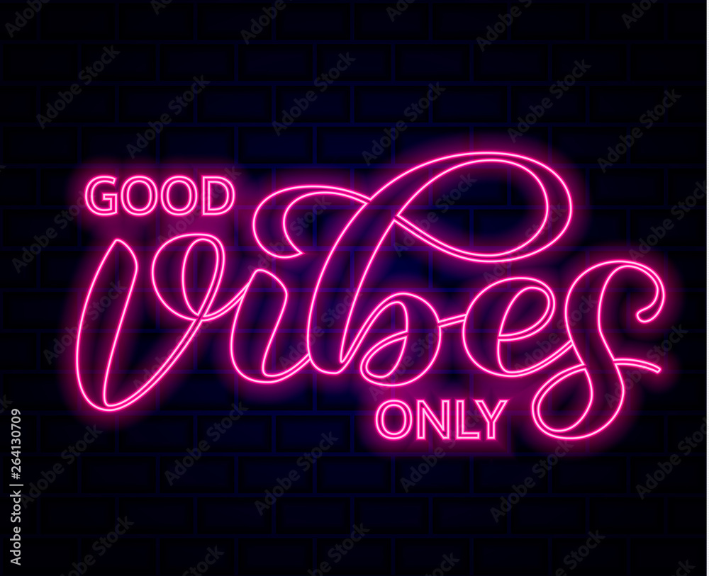 Good vibes only lettering. Optimistic quote for clothes, banner. Vector ...