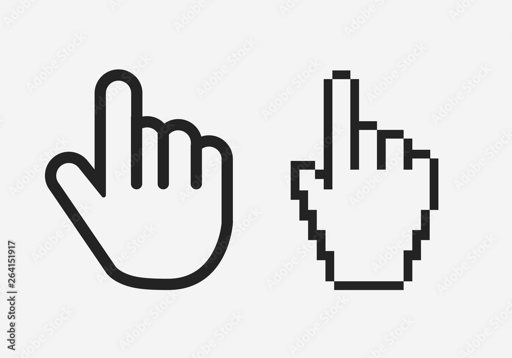 Icon Flat Hand cursor. Set. Vector illustration, hand cursor, Web element ui Stock Illustration ...