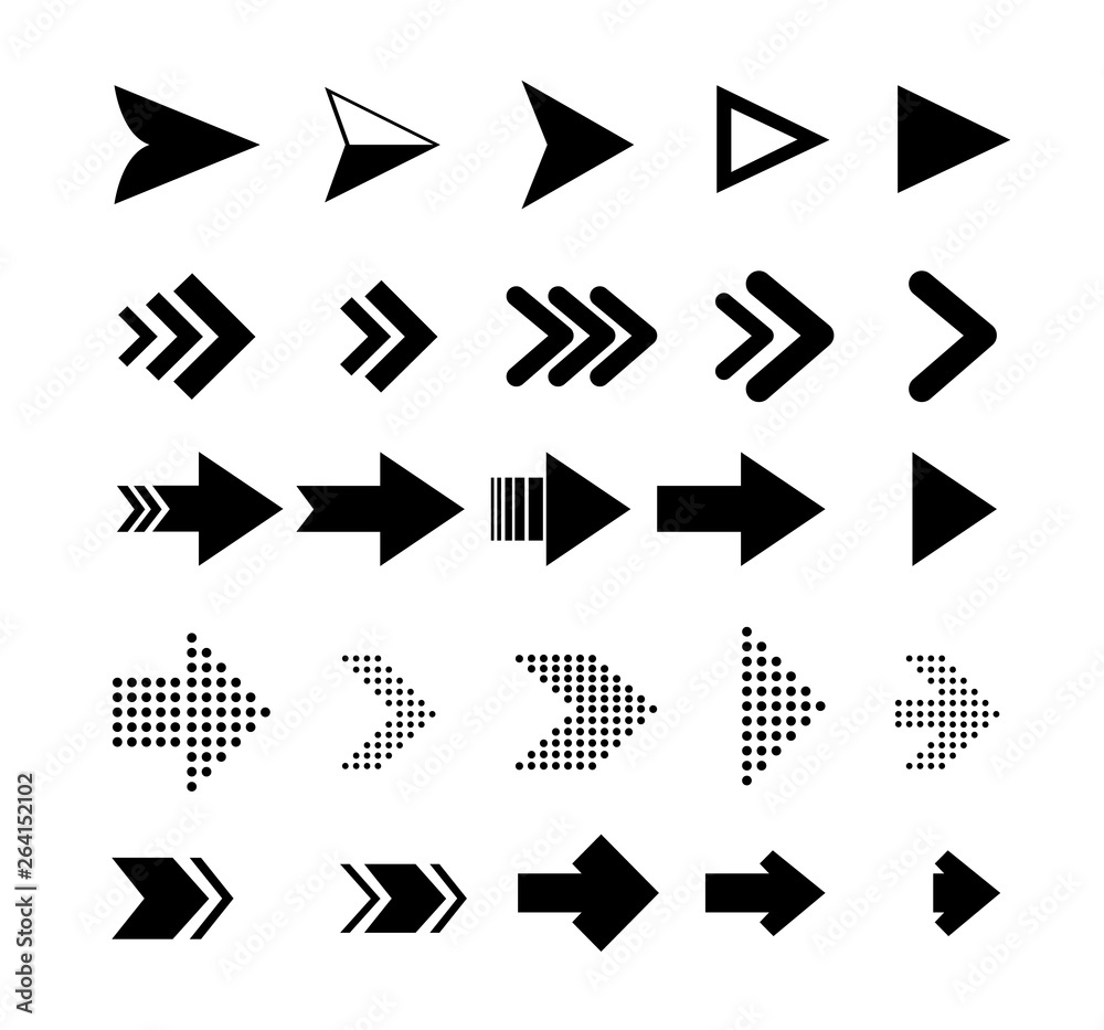 Arow icons set. Arrows vector collection with elegant style and black ...