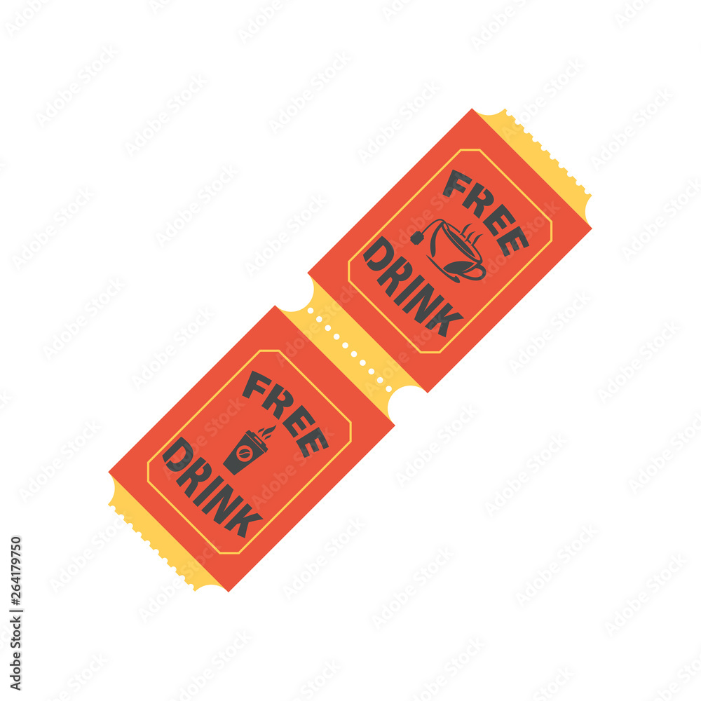 Free drink ticket vector illustration. Coupon, cafe, coffee to go ...