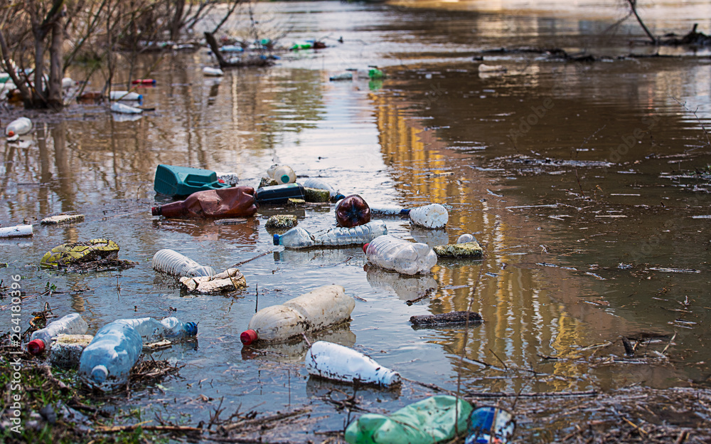 Garbage in the river Stock Photo | Adobe Stock