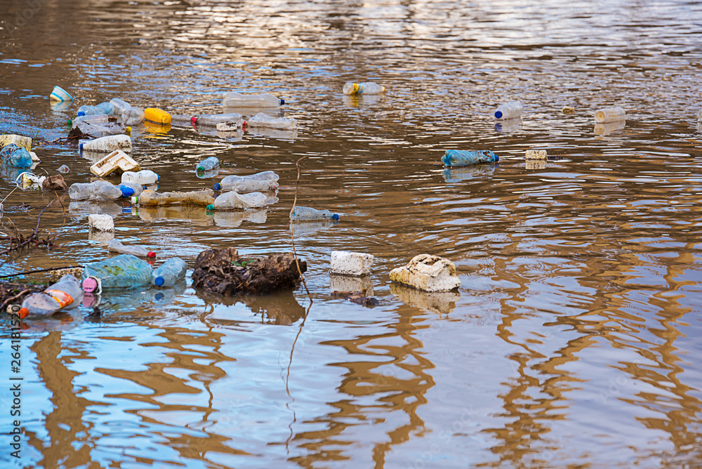 Garbage in the river Stock Photo | Adobe Stock