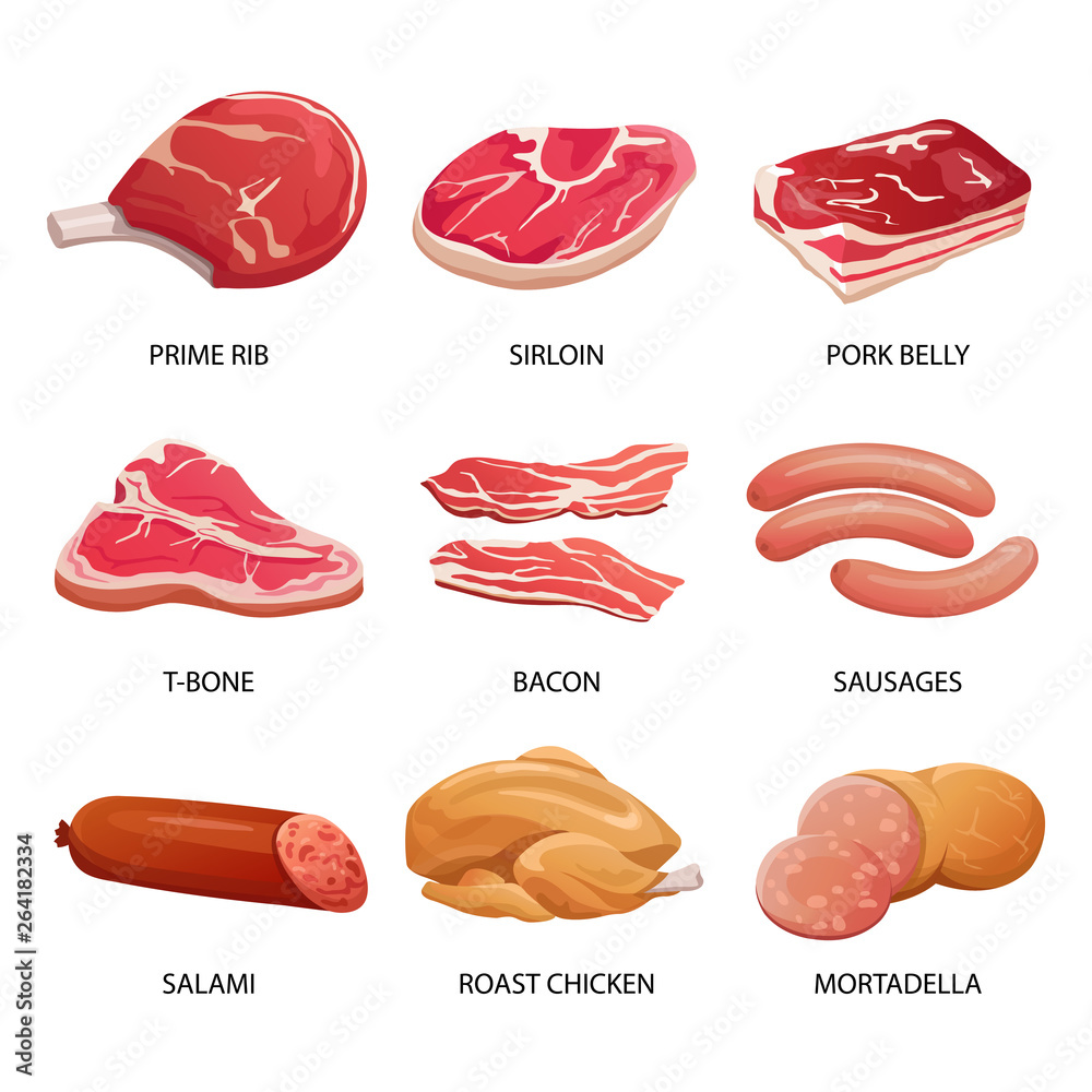 Types Of Meat And Meat Products Vector Illustration Meat Food Sausage types-of-meat-and-meat-products-vector-illustration-meat-food-sausage