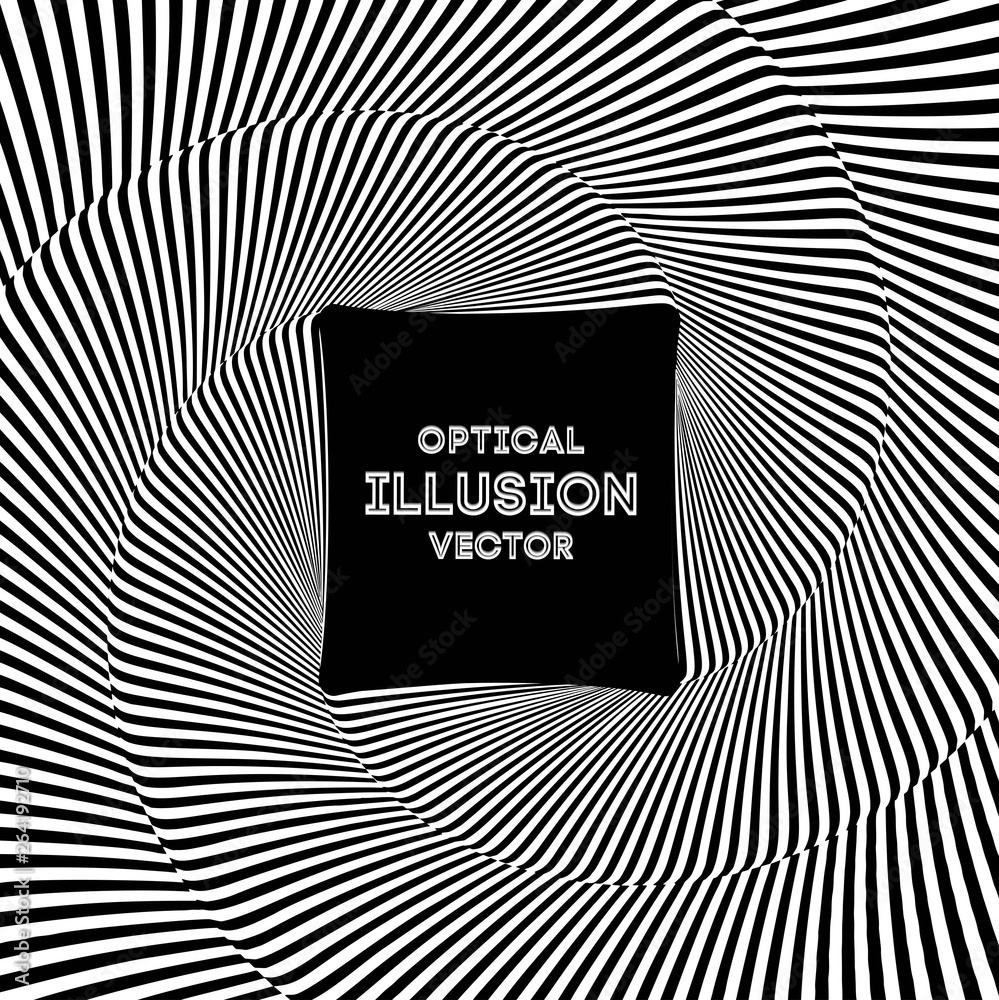 Optical illusion lines background. Abstract 3d black and white ...
