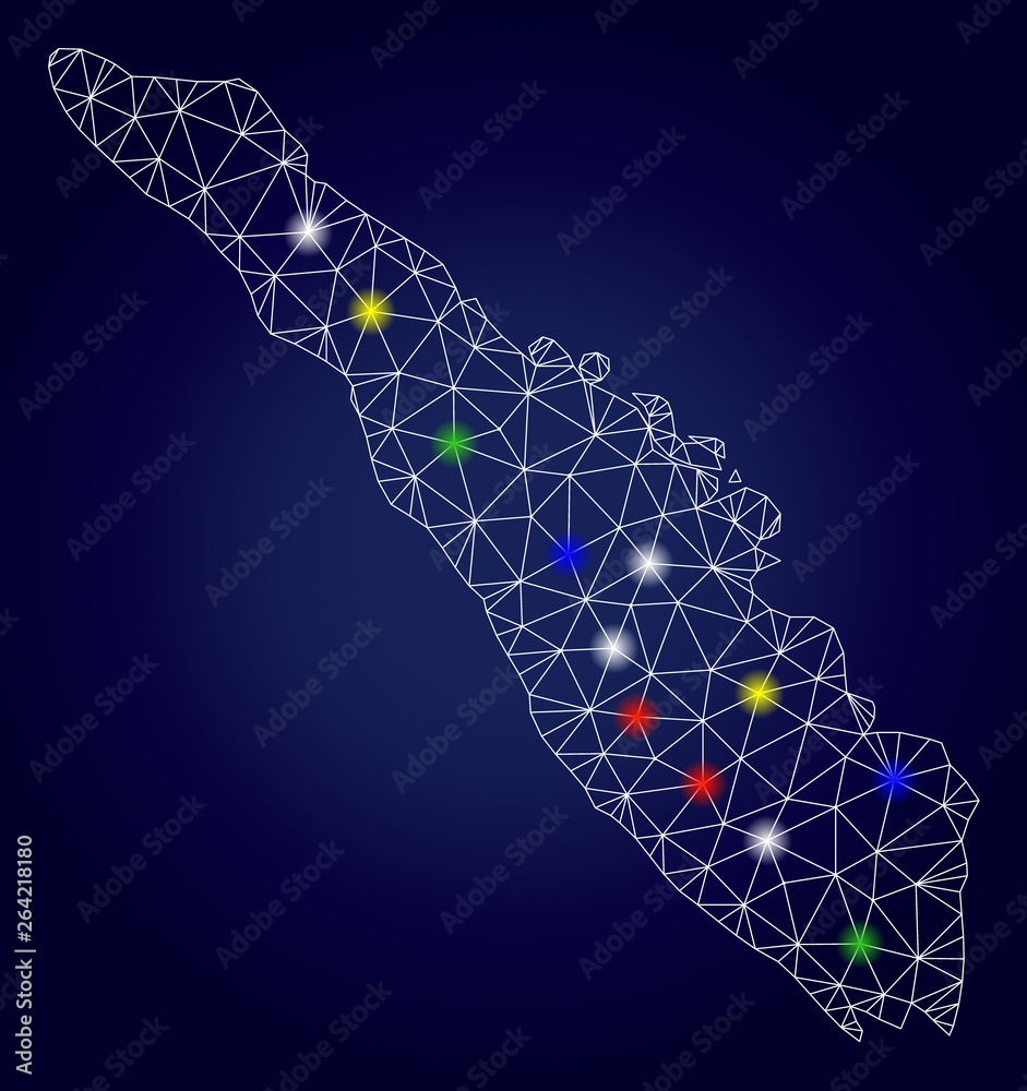 Glamour mesh vector Sumatra Island map with glare light spots. Mesh ...