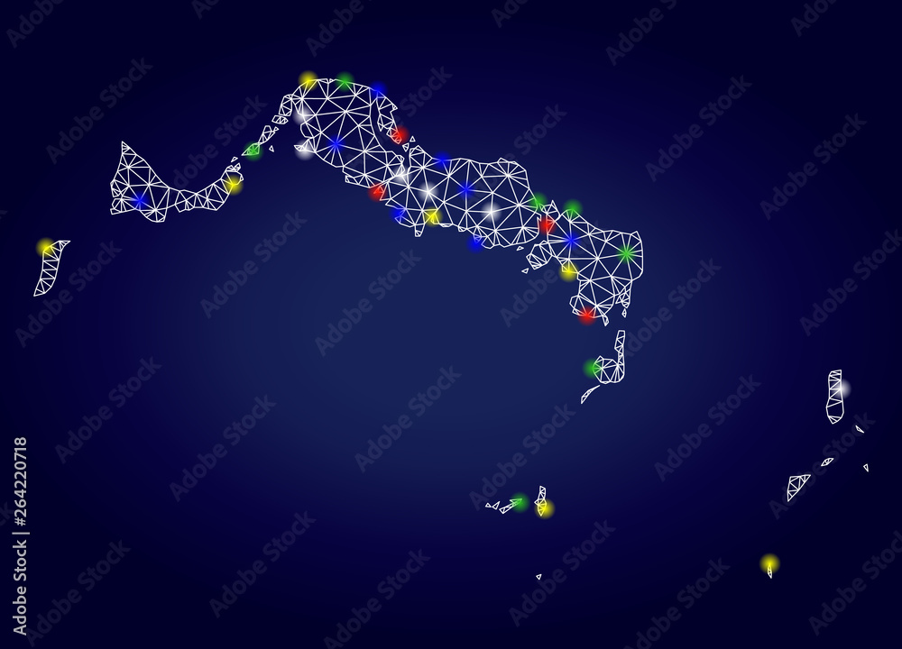 Bright polygonal vector Turks and Caicos Islands map with glare light ...