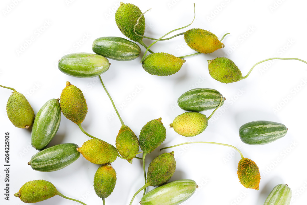 pointed gourd potol Spiny gourd green fruit vegetable kakrol on white ...