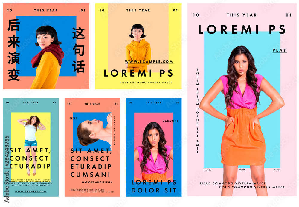 Social Media Post and Story Layouts with Bright Colors Stock Template ...