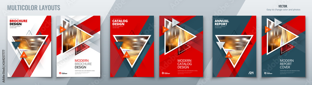 Brochure template layout design with triangles. Corporate business ...