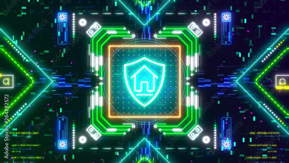 Cyber security, computer protection and internet safety symbol on ...