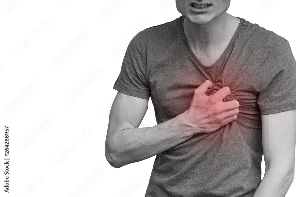Man has pain in the heart. Heart attack. Heart failure. Coronary ...