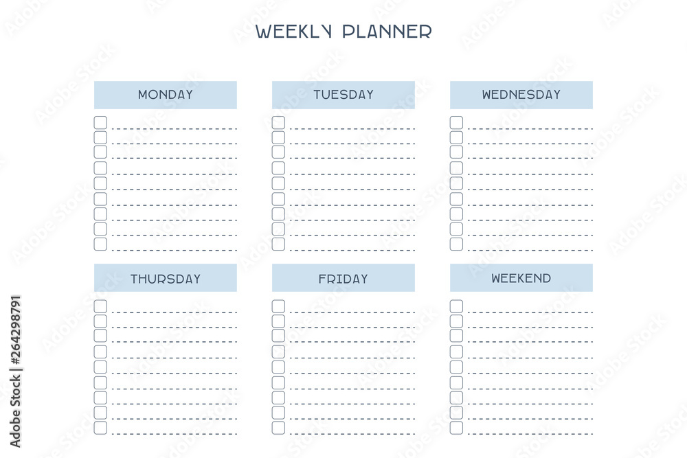 Weekly empty organize, schedule, basis planner template universal and ...