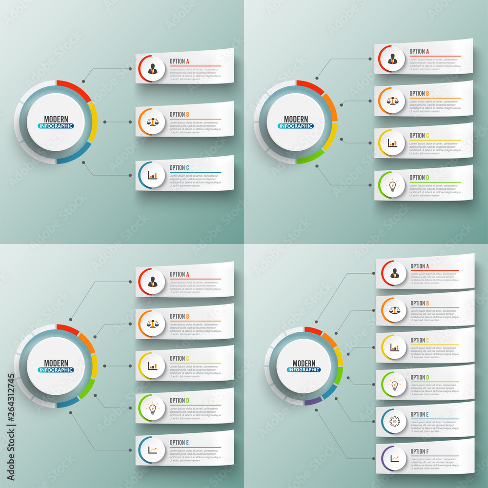 Abstract elements of graph Vector infographic template with label ...
