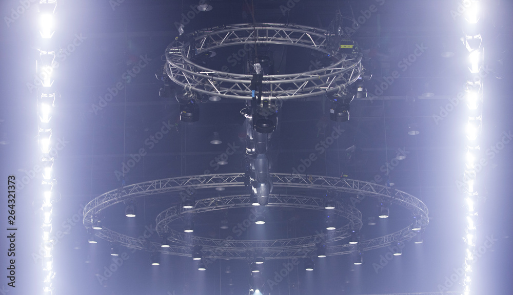 Performance moving LED Par lighting on construction light beam ray ...