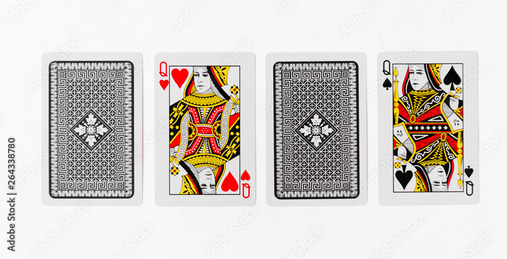 Playing Cards Queen card and back white background mockup Stock Photo ...